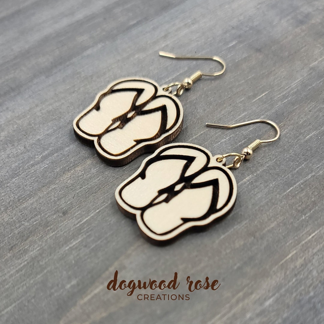 Florida Keys Small Earrings | Wood Earrings | Sandals Earrings | Thong ...