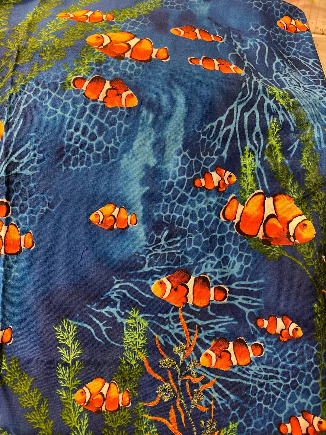 Fish on Blue Cotton Woven Fabric -ocean Adventures by Fabri-quilt - Etsy