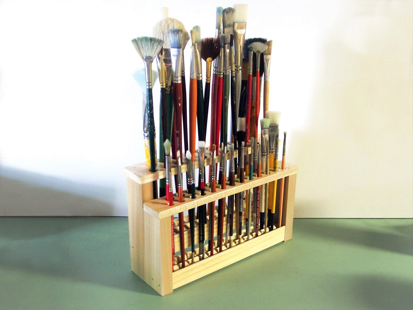 Wooden Paint Brush Holder Paintbrush Stand Wood Brush Caddy - Etsy