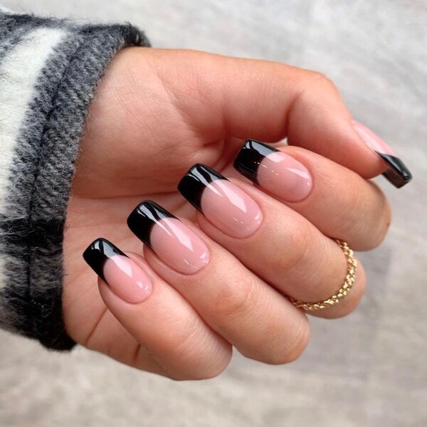 French Manicure Press on Nails - Etsy