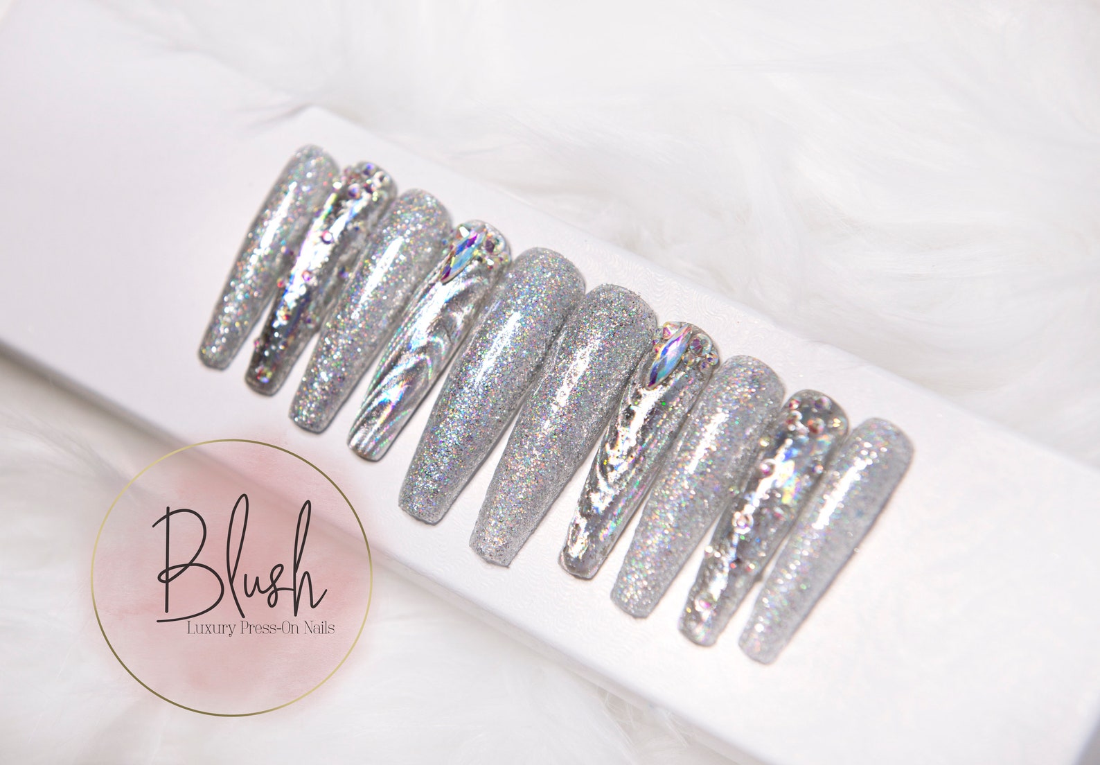 Platinum Shower Silver Glitter Available in All Lengths XXL | Etsy