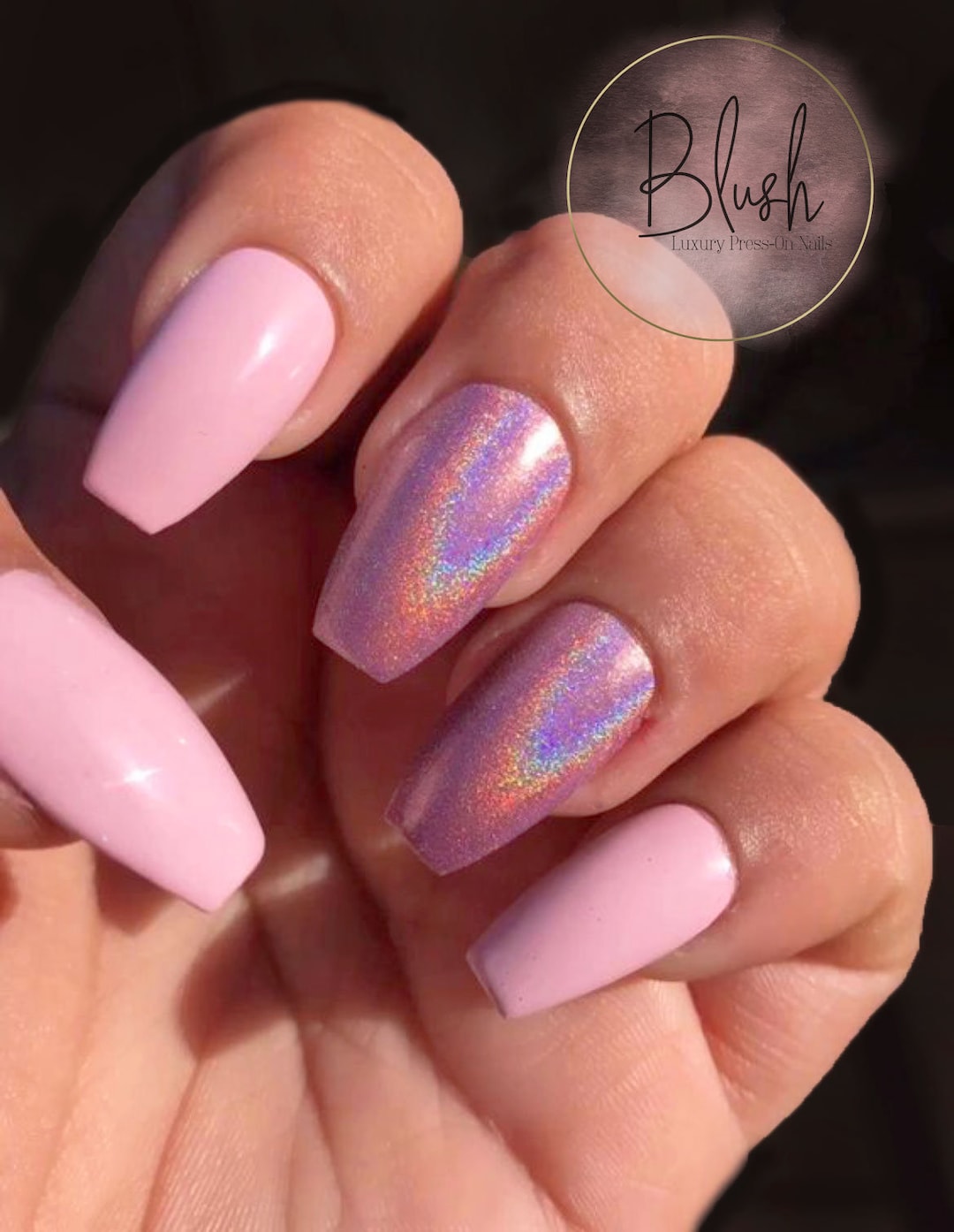 Pretty in Pink Holo Glitter Press-on Nails Gel Polish Nail Art - Etsy
