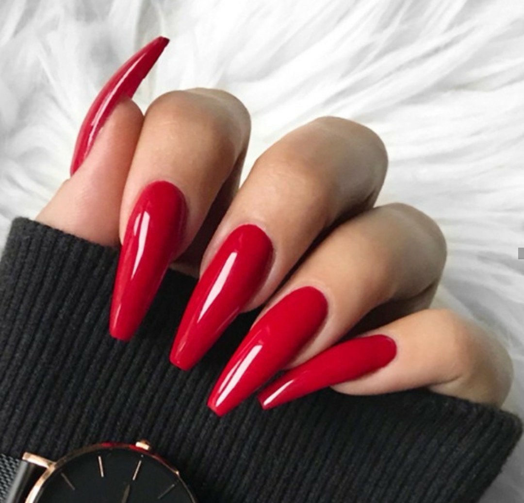 Luxury Red Classic Press-on Nails Gel Press on Nail - Etsy