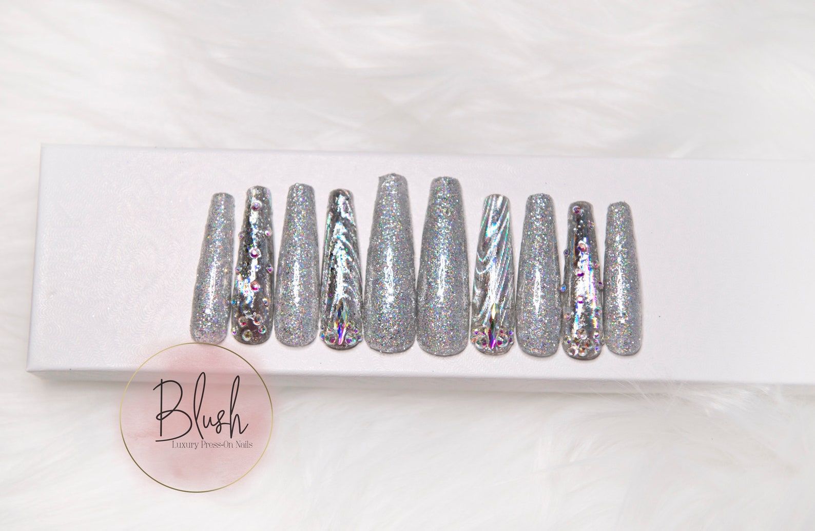 Platinum Shower Silver Glitter Available in All Lengths XXL | Etsy