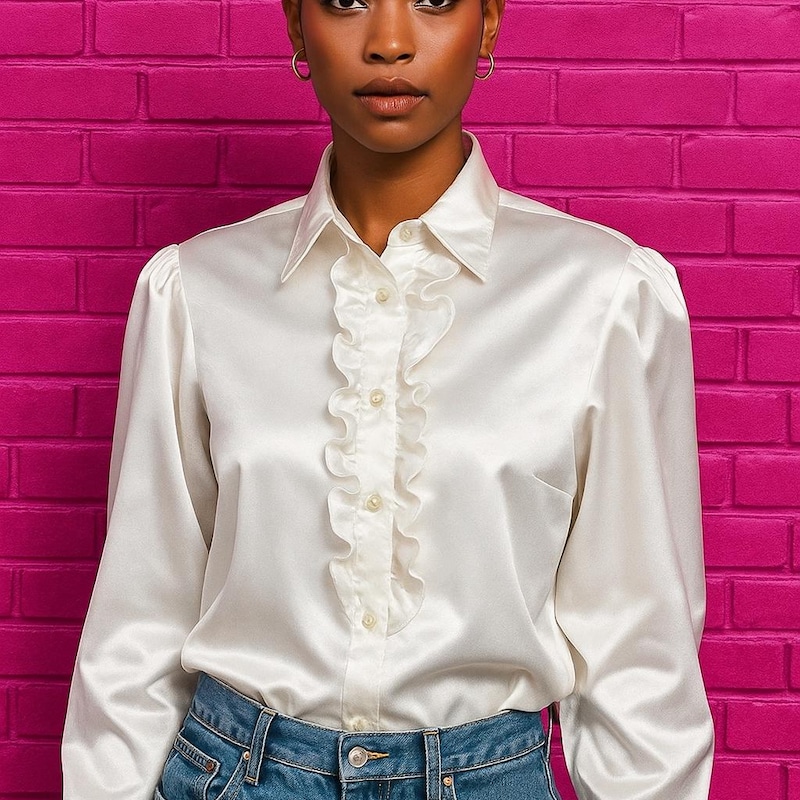 White Ruffle Blouse - Etsy