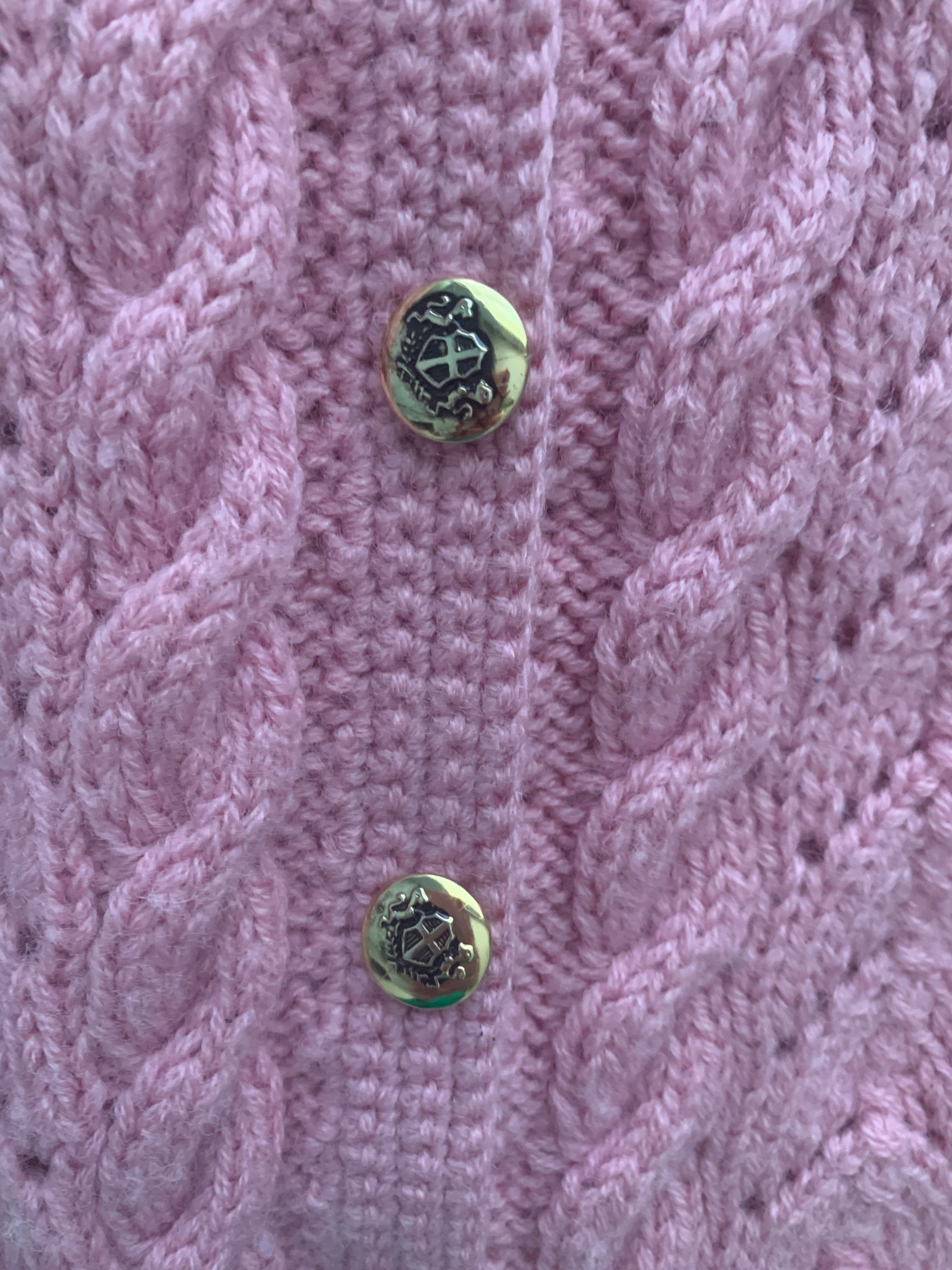 Deans of Scotland Wool Cardigan Dusty Pink Cable Knit Size M - Etsy