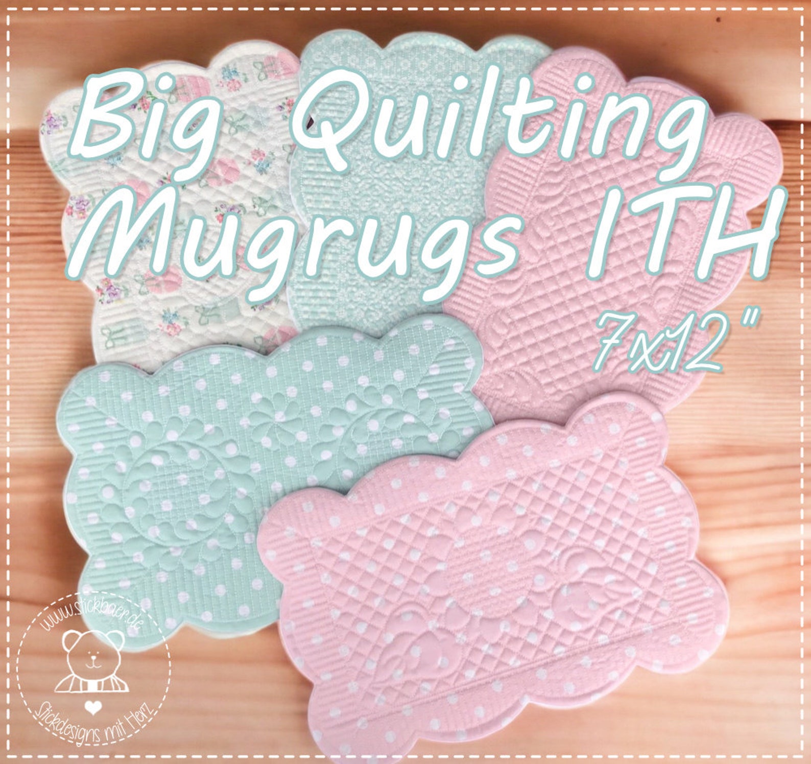 ITH Quilting Mugrugs 7x12 Stickbär Machine Embroidery Design - Etsy