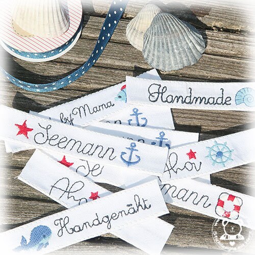 Stofflabels DIY Ahoi-labels ITH Stickdatei Stickbär - Etsy