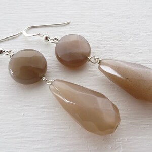 Beige Sunstone Earrings 925 Sterling Silver Dangle Natural | Etsy