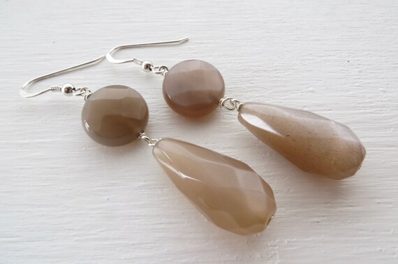 Beige Sunstone Earrings 925 Sterling Silver Dangle Natural | Etsy