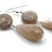 Beige Sunstone Earrings, 925 Sterling Silver Dangle, Natural Gemstone ...