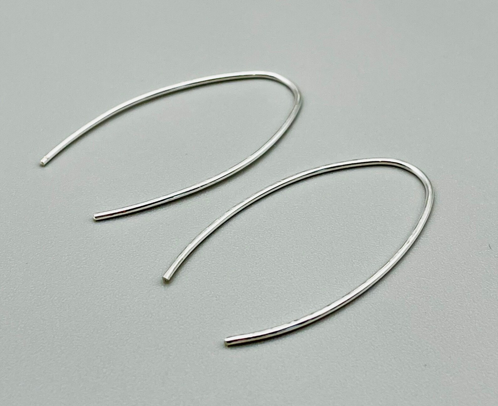 Open Wire Hoops Inverted Arc Earrings Threader Dangle 925 - Etsy