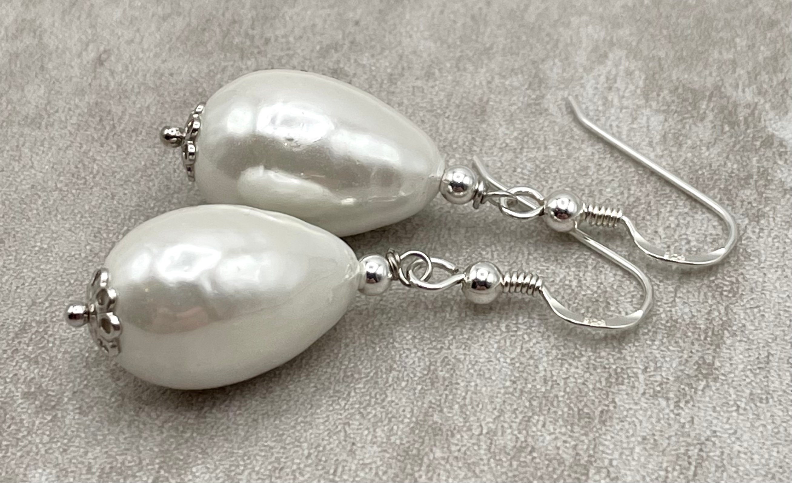 Orecchini in Argento 925 e Perle Bianche Barocche Pendenti a - Etsy Italia