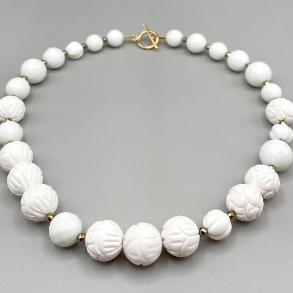 Large White Necklace - Etsy