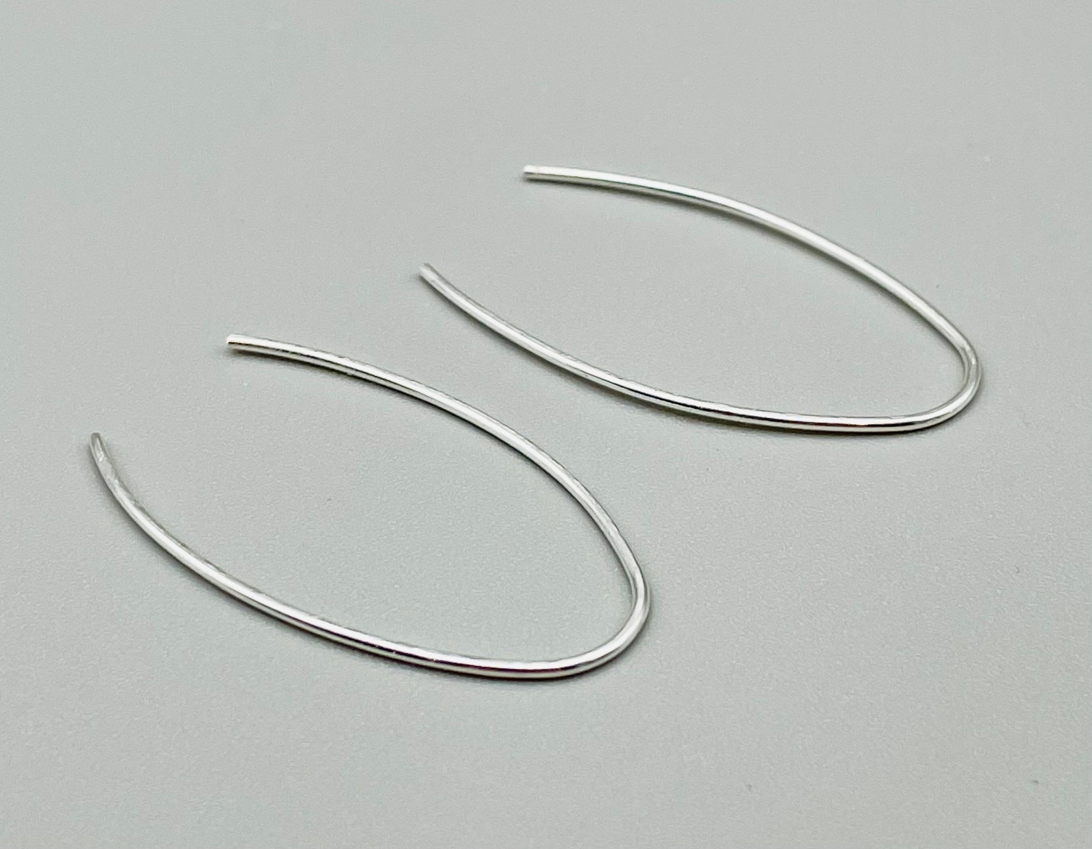 Open Wire Hoops Inverted Arc Earrings Threader Dangle 925 - Etsy