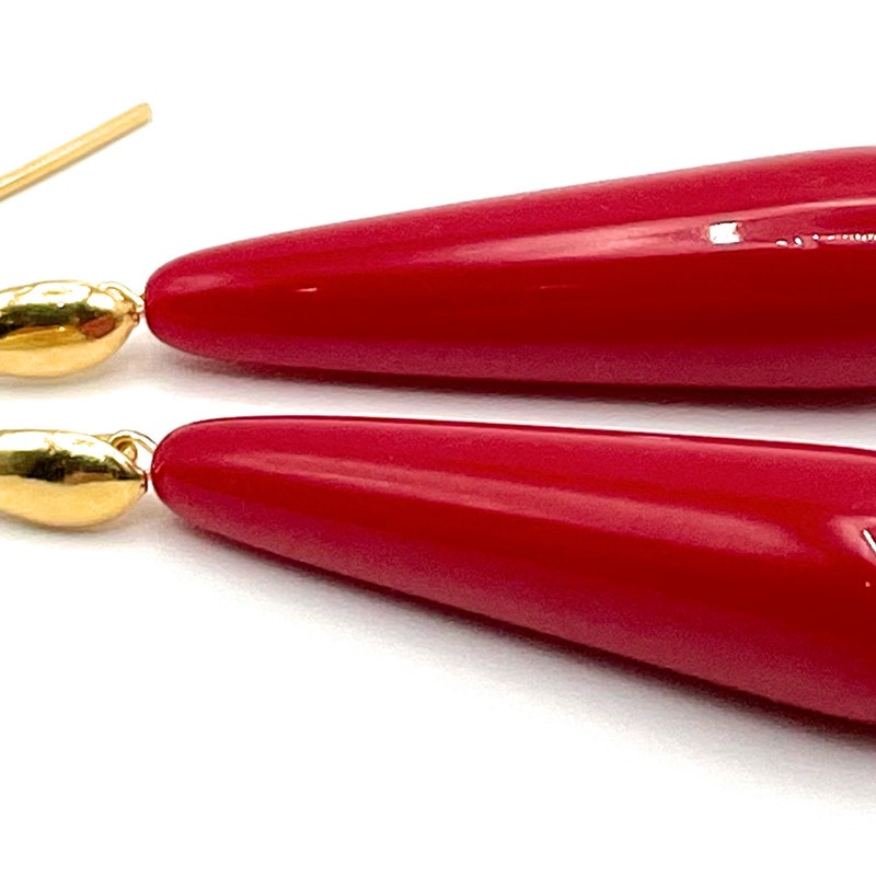 Long Red Earrings - Etsy
