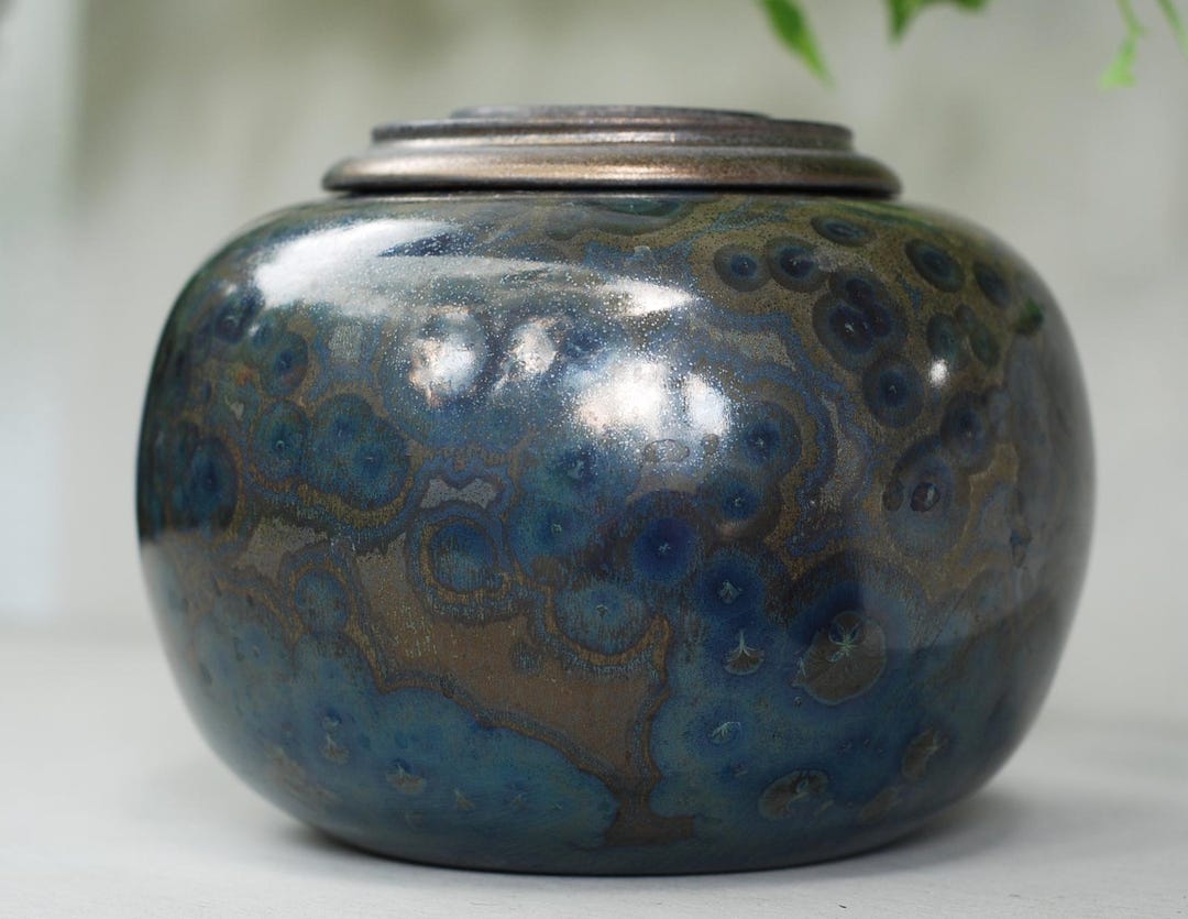 Crystalline Pottery Cremation Urn: Medium Size, Handmade Ceramic - Etsy