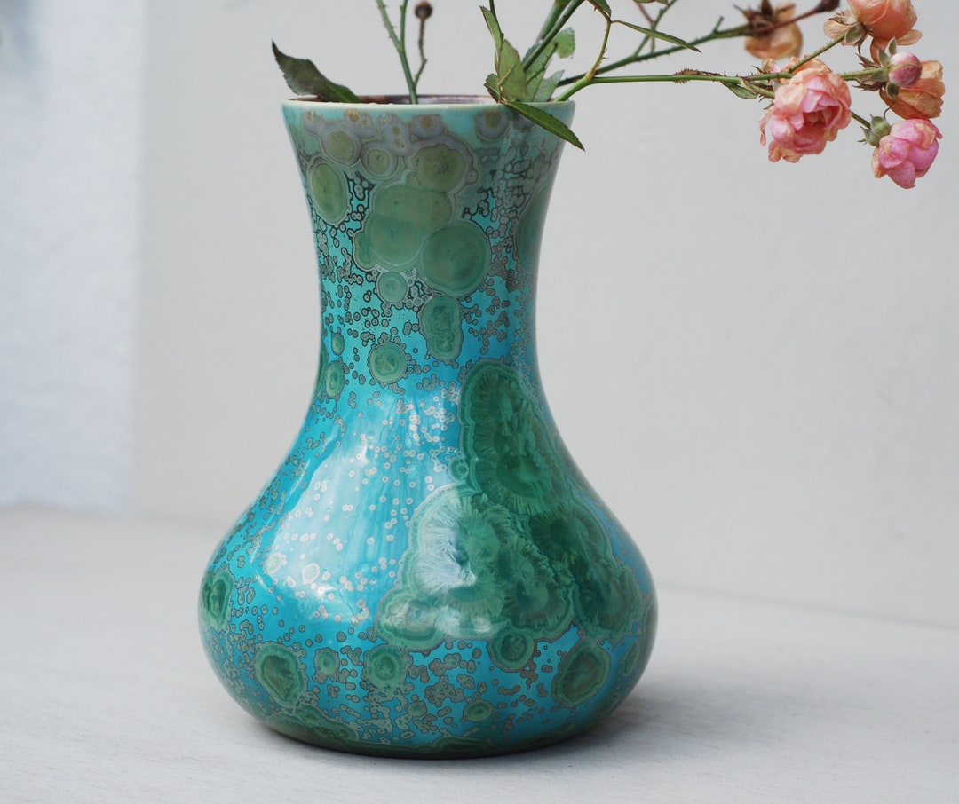 Green Ceramic Vase, Crystalline Pottery, Bud Vase, Gift for Mother ...