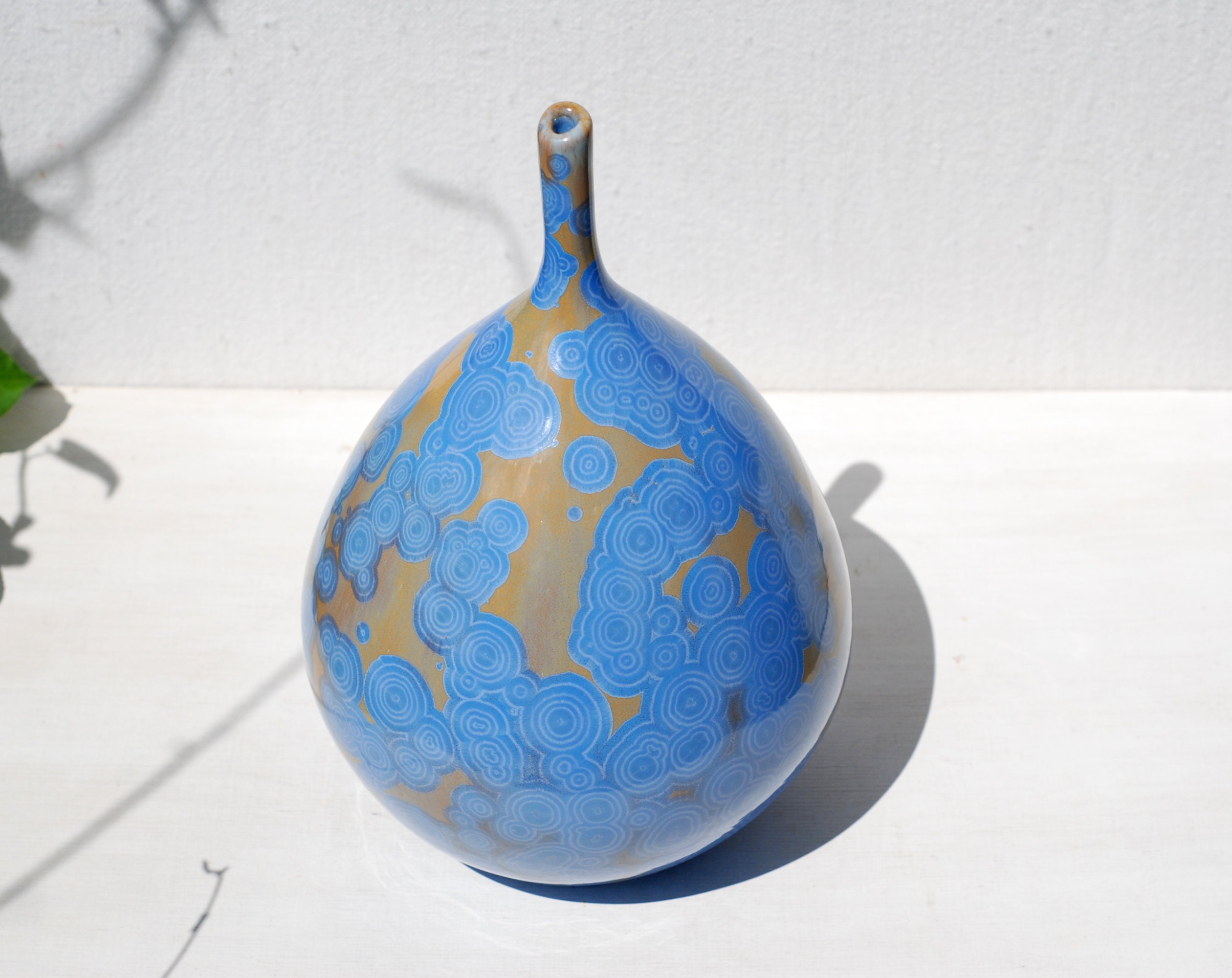 Blue ceramic bottle crystalline pottery home decor | Etsy