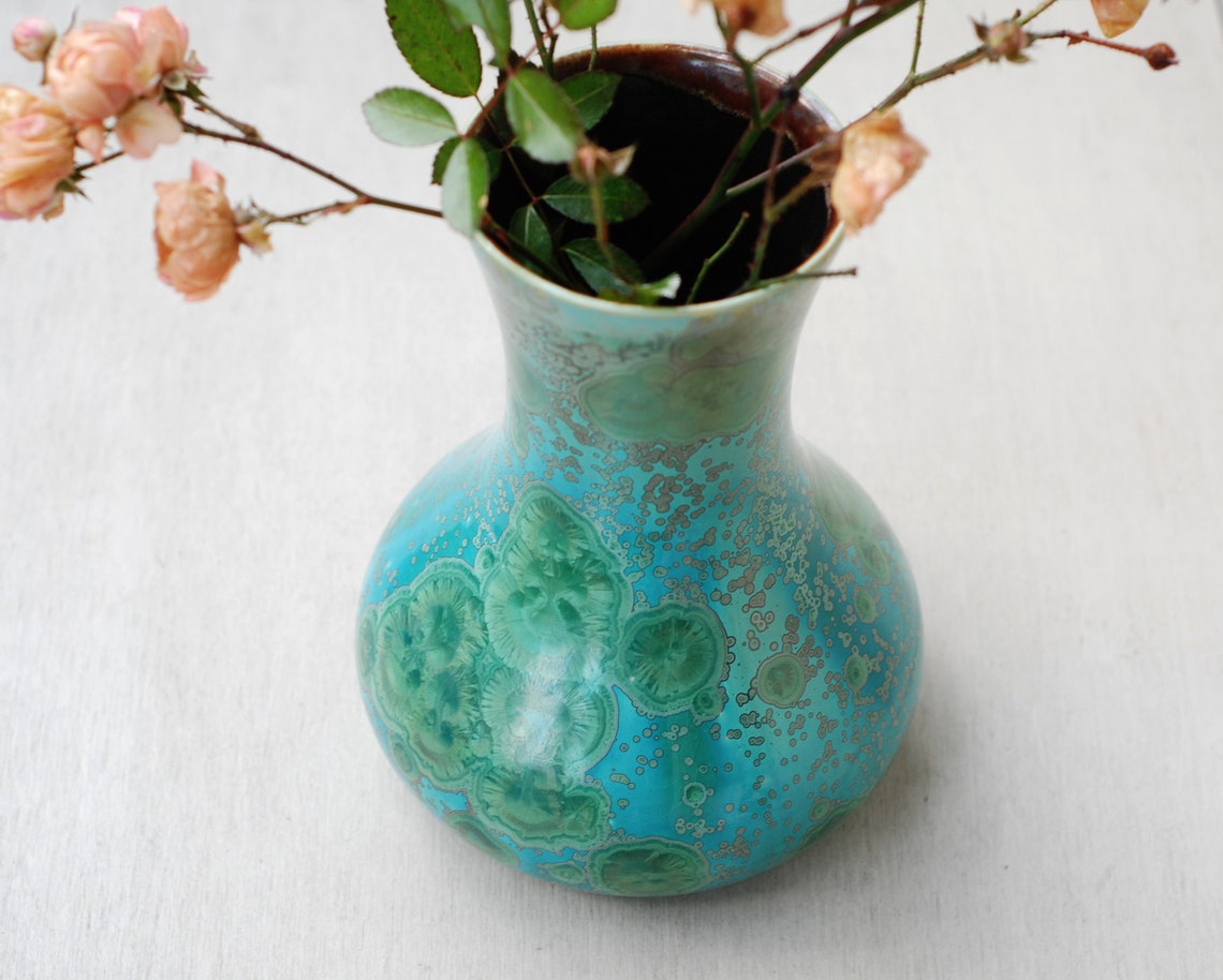 Green Ceramic Vase Crystalline Pottery Bud Vase Gift for - Etsy
