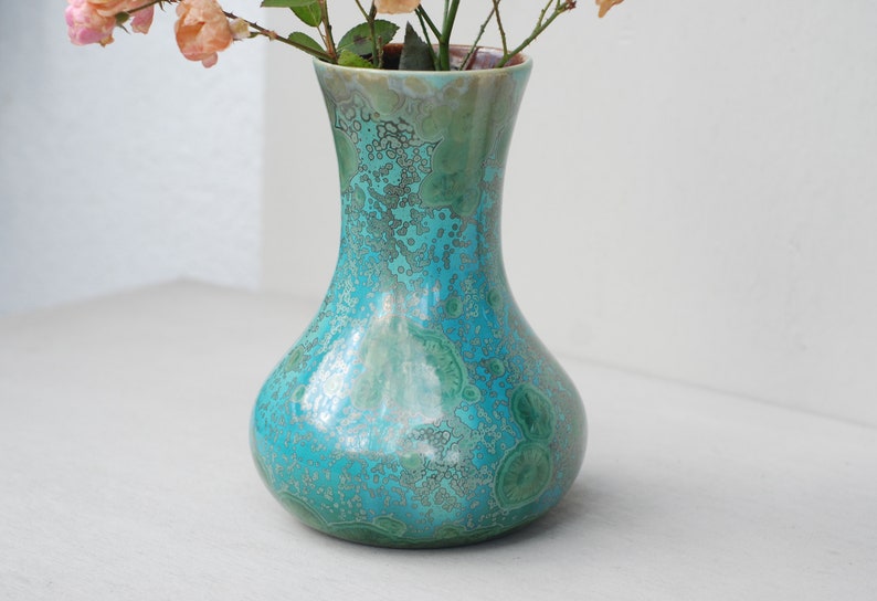Green Ceramic Vase Crystalline Pottery Bud Vase Gift for - Etsy