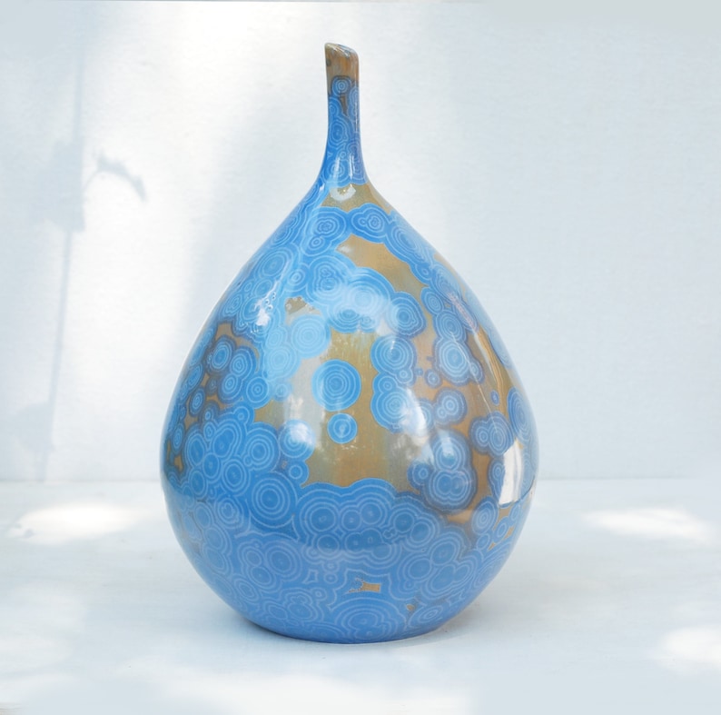 Botella de cerámica azul cerámica cristalina decoración del - Etsy España