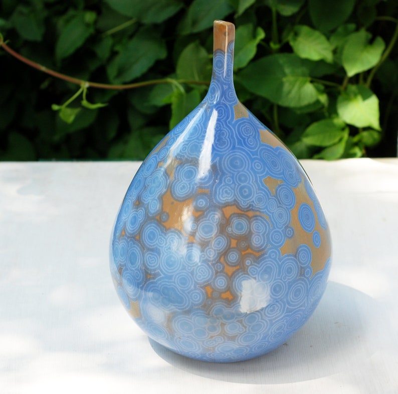 Blue ceramic bottle crystalline pottery home decor | Etsy