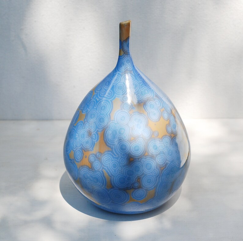 Botella de cerámica azul cerámica cristalina decoración del - Etsy España