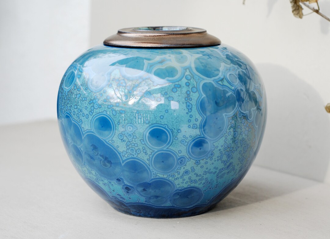 Urns for Human Ashes, Handmade Cremation Urn, Crystalline Pottery ...