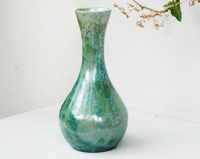 Green Ceramic Vase Crystalline Pottery Bud Vase Gift for | Etsy