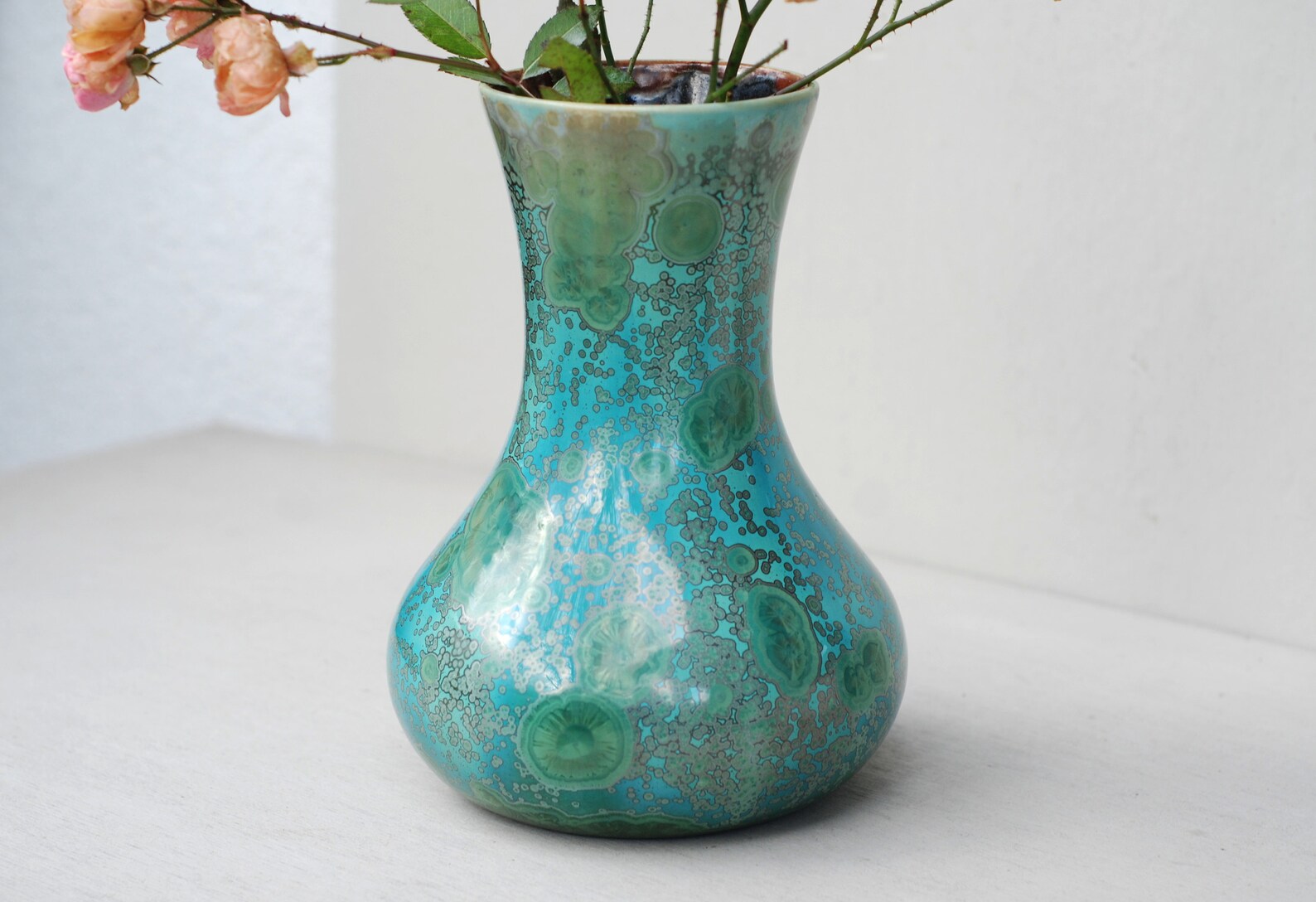 Green Ceramic Vase Crystalline Pottery Bud Vase Gift for - Etsy