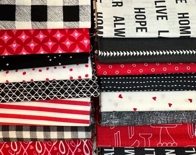 Black, White & Red Fat Quarter Bundle - Etsy