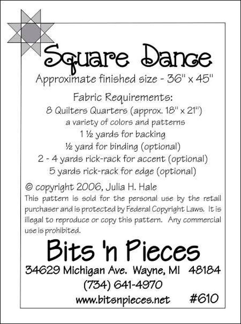 Square Dance Quilt Pattern - Fat Quarter Friendly! - Etsy