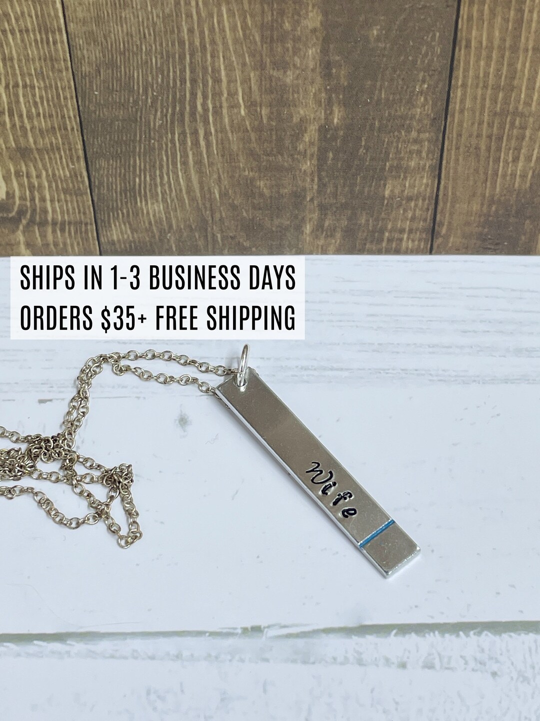 Thin Blue Line Wife Hand Stamped Aluminum Necklace Law - Etsy