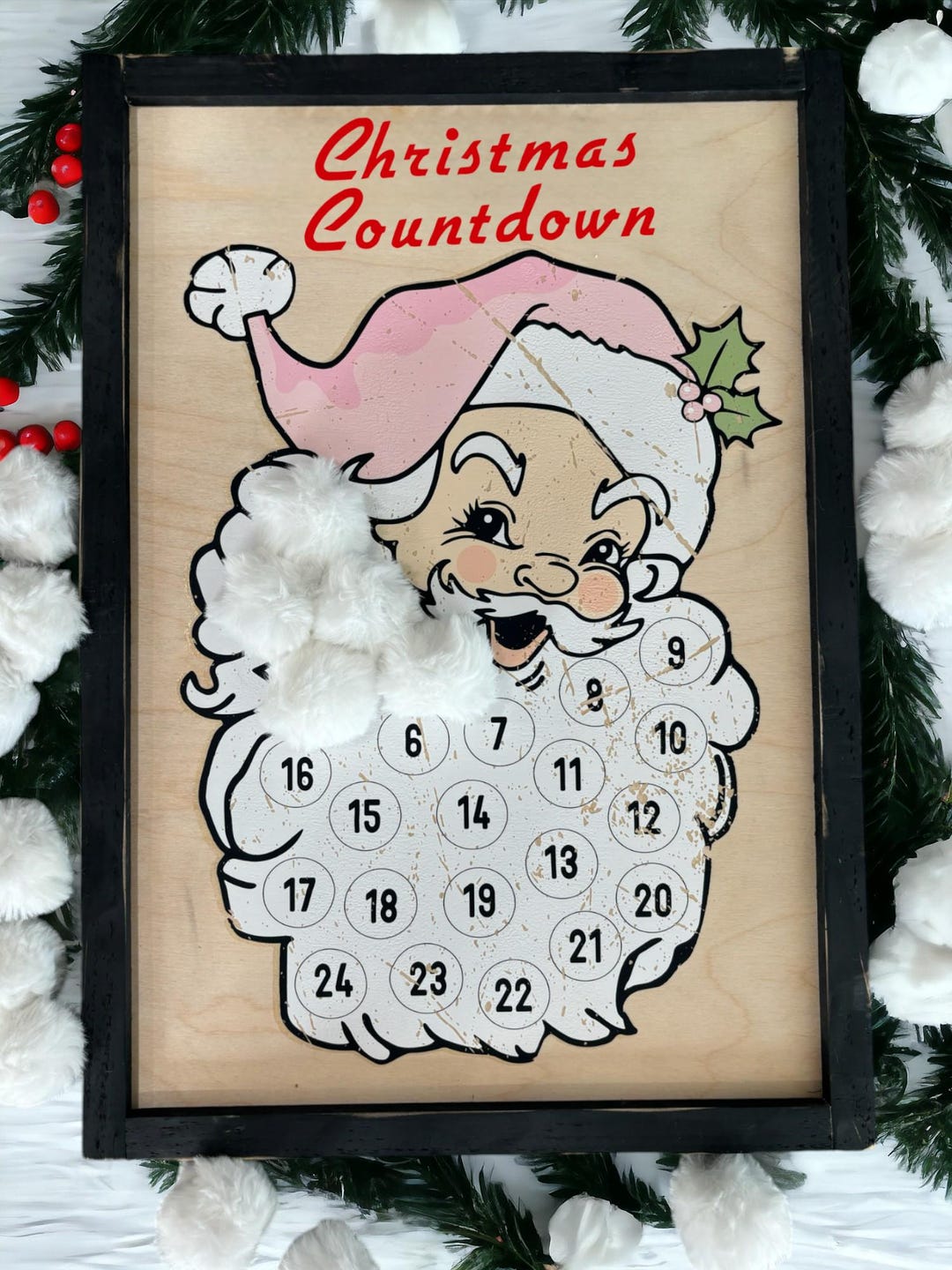 Vintage Christmas Countdown Sign, Festive Wooden Holiday Decor, Rustic ...