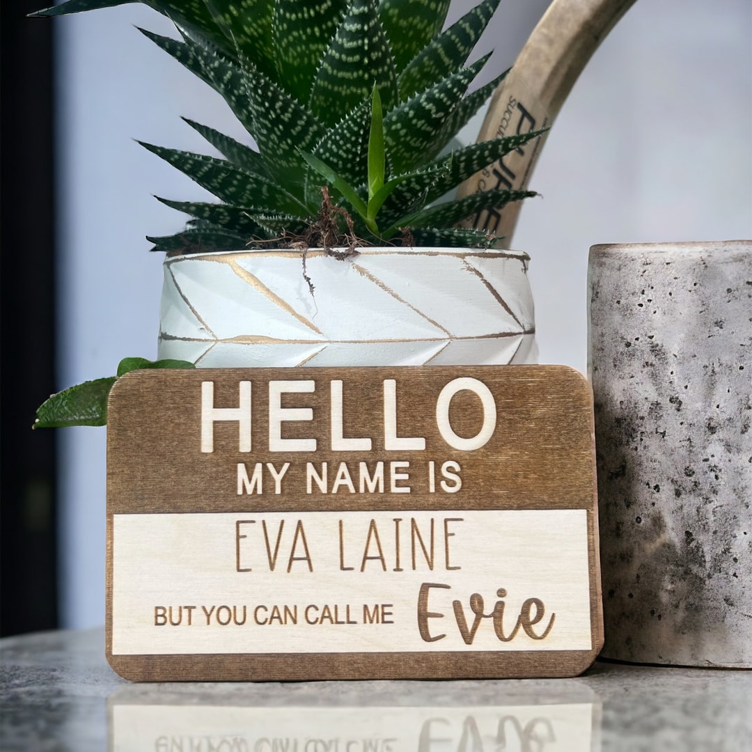 Personalized Baby Name Plate - “hello My Name Is” Custom Nursery Decor ...