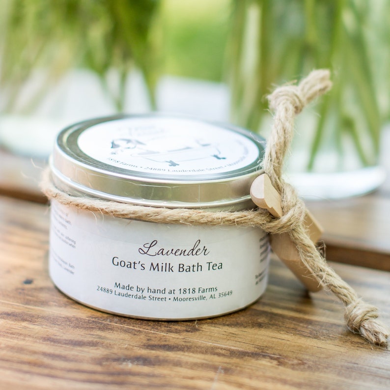 Lavender Goat's Milk Bath Tea Tin - 1818 Farms - Bath Soak - Lavender Essential Oil - Goat's ...