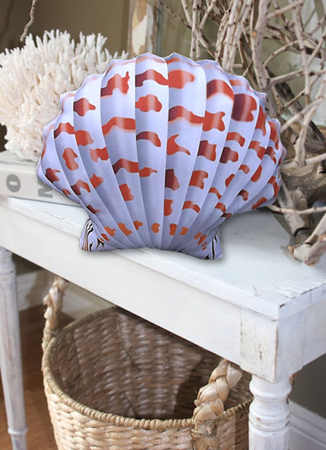 Shell Pillow Nautical Pillow Sea Shell Beach Pillow - Etsy