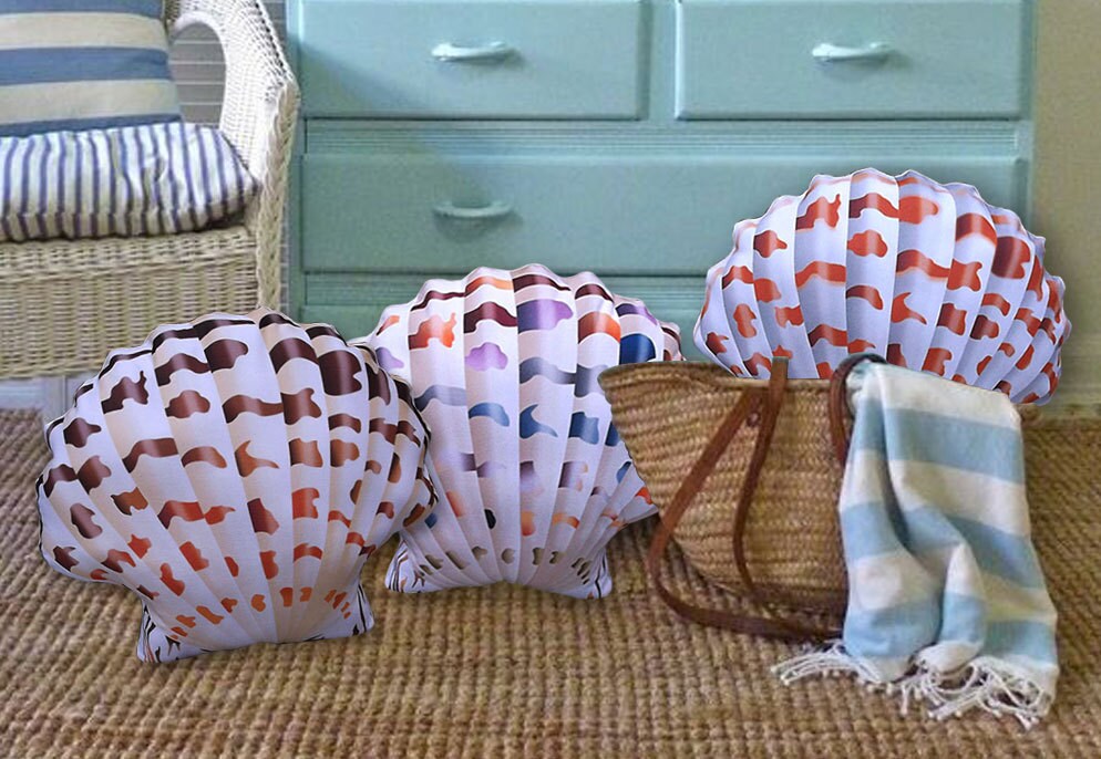 Shell Pillow Nautical Pillow Sea Shell Beach Pillow - Etsy