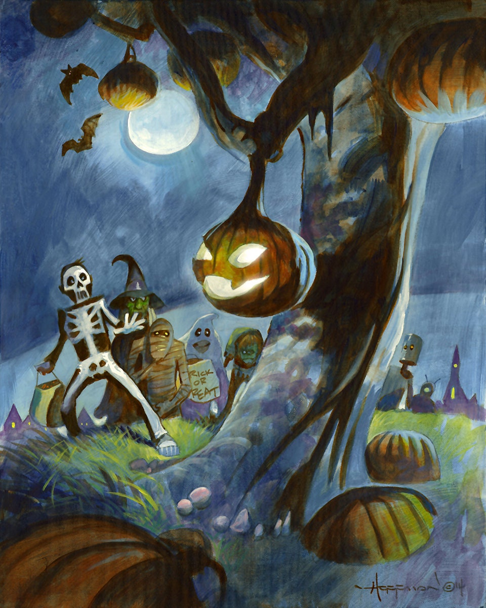 The HALLOWEEN TREE II Spooky Art 18x24 Print - Etsy