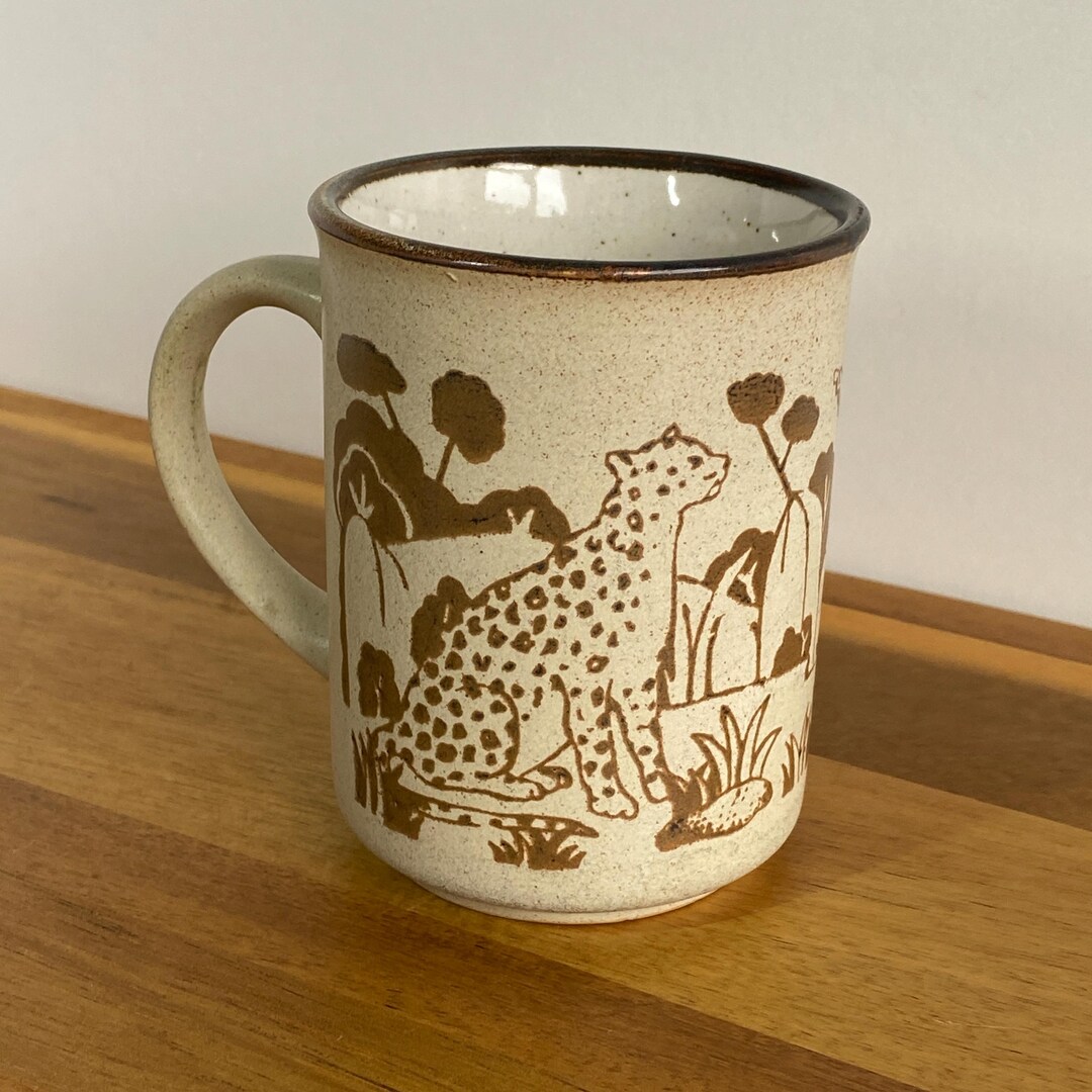 Vintage 1970's Stoneware Leopard Coffee Mug...speckled Glazed Brown ...