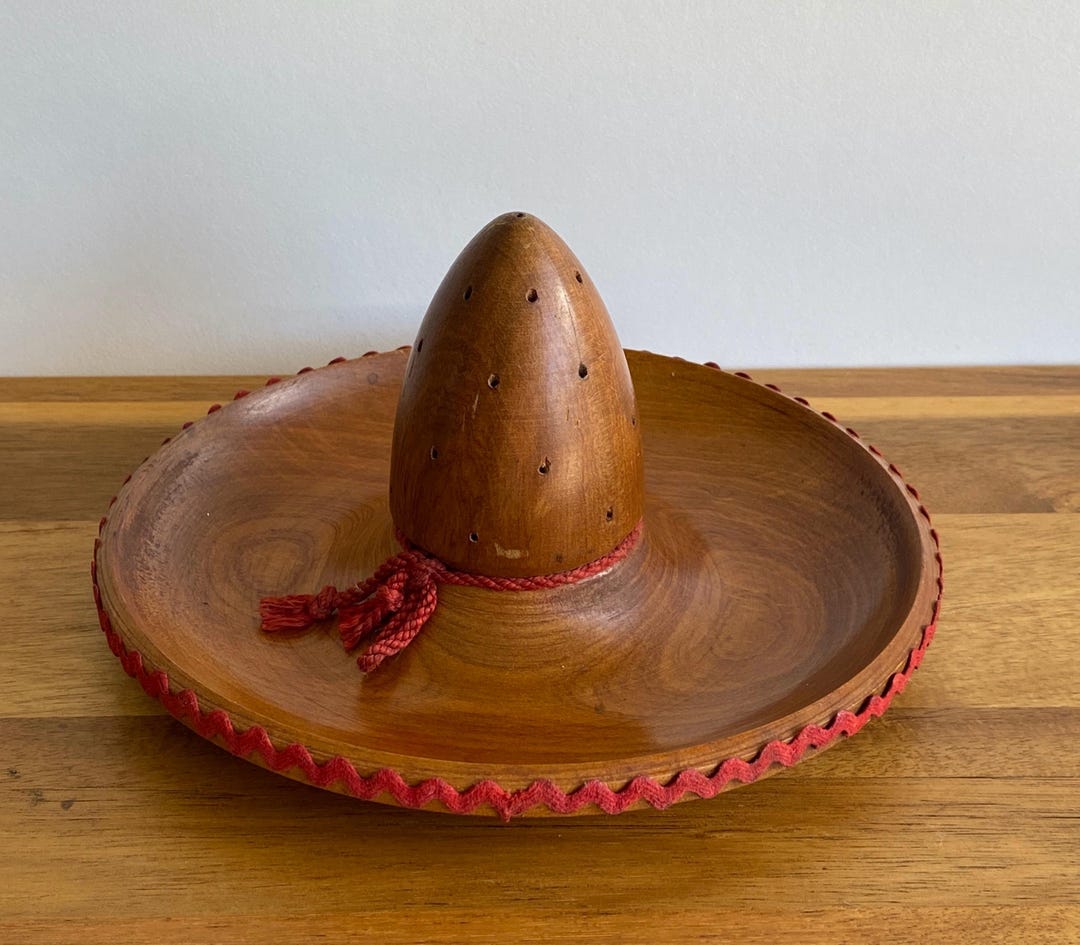 Vintage Mexican Sombrero Snack Bowl: Hand-turned Timber Dish, 1970s ...