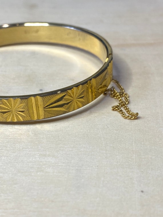 18K Rolled Gold Plated Hinged Texture Etched Diamond … - Gem