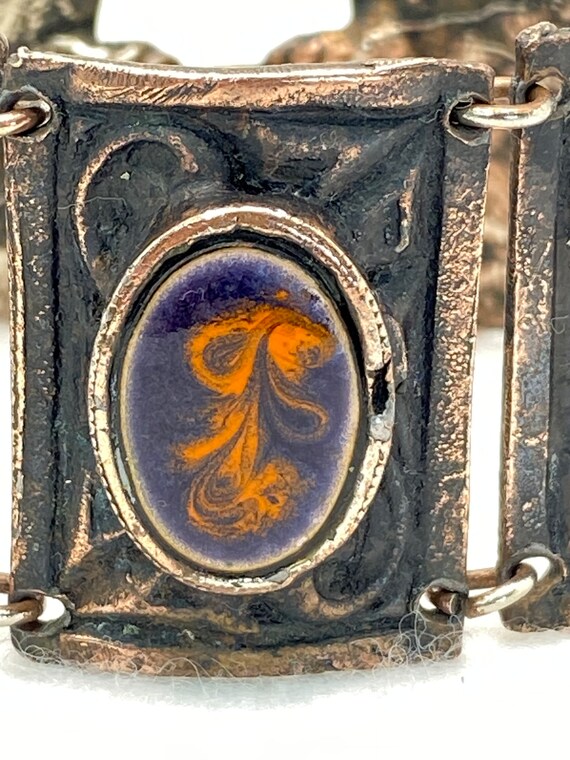 Copper And Orange Abstract Artisan Enamel Square Pane… - Gem