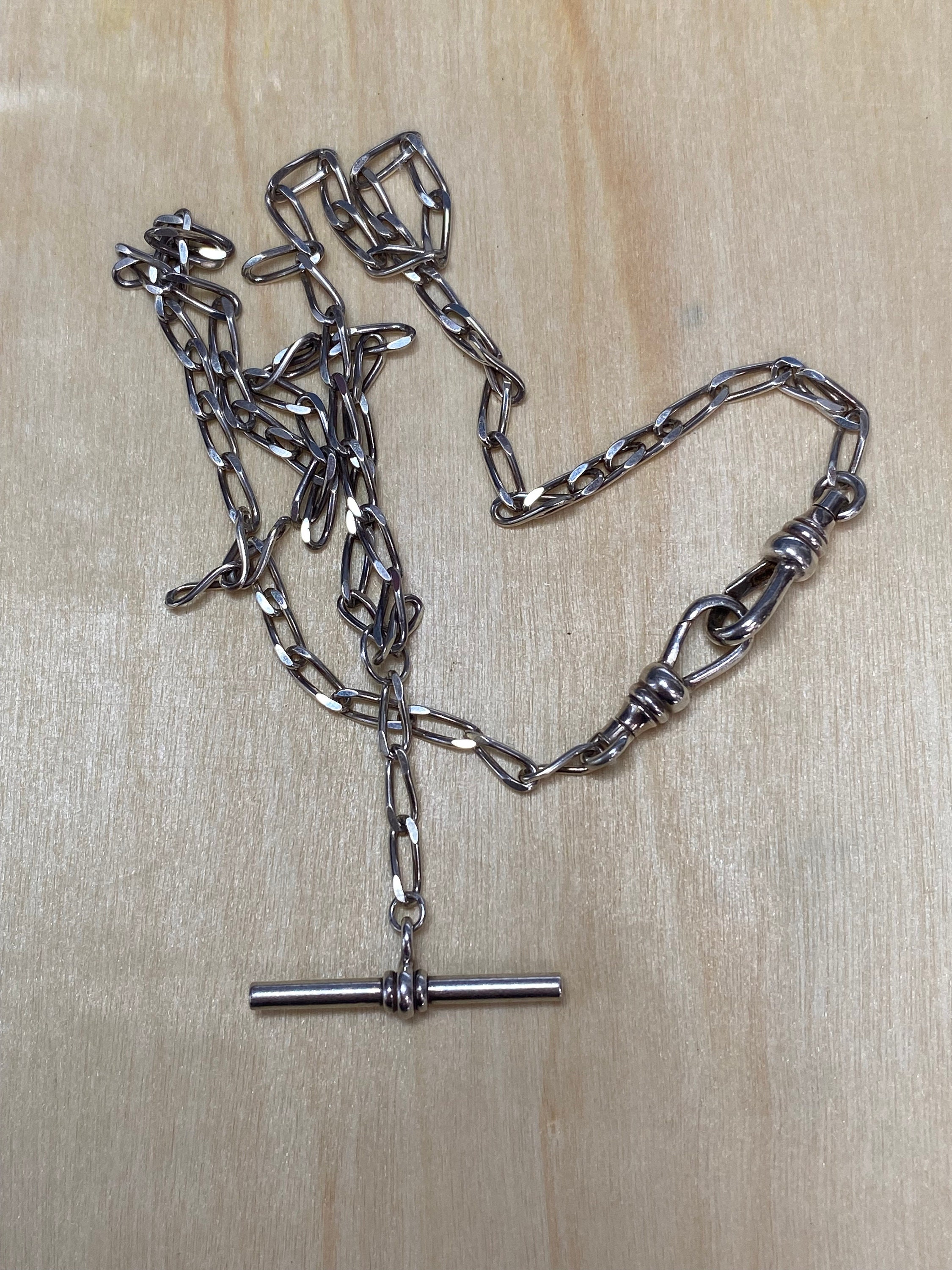 Vintage Sterling Silver Fob Figaro Double Albert 9 Grams 45cm Long Pocket Watch Chain Necklace Etsy