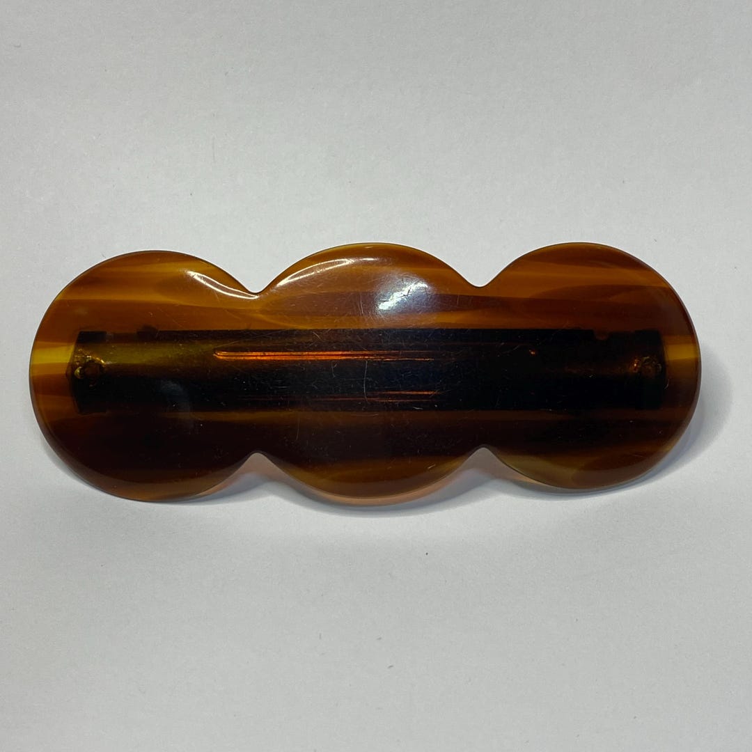 Vintage Faux Tortoise Shell Hair Clip...brown Large Scalloped Hair ...