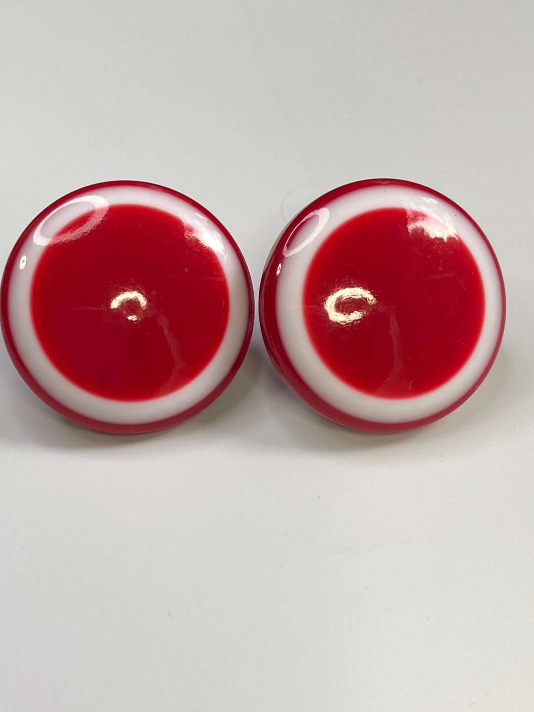 Vintage Red White Circle Dome Plastic Button Target Rockabilly - Etsy UK