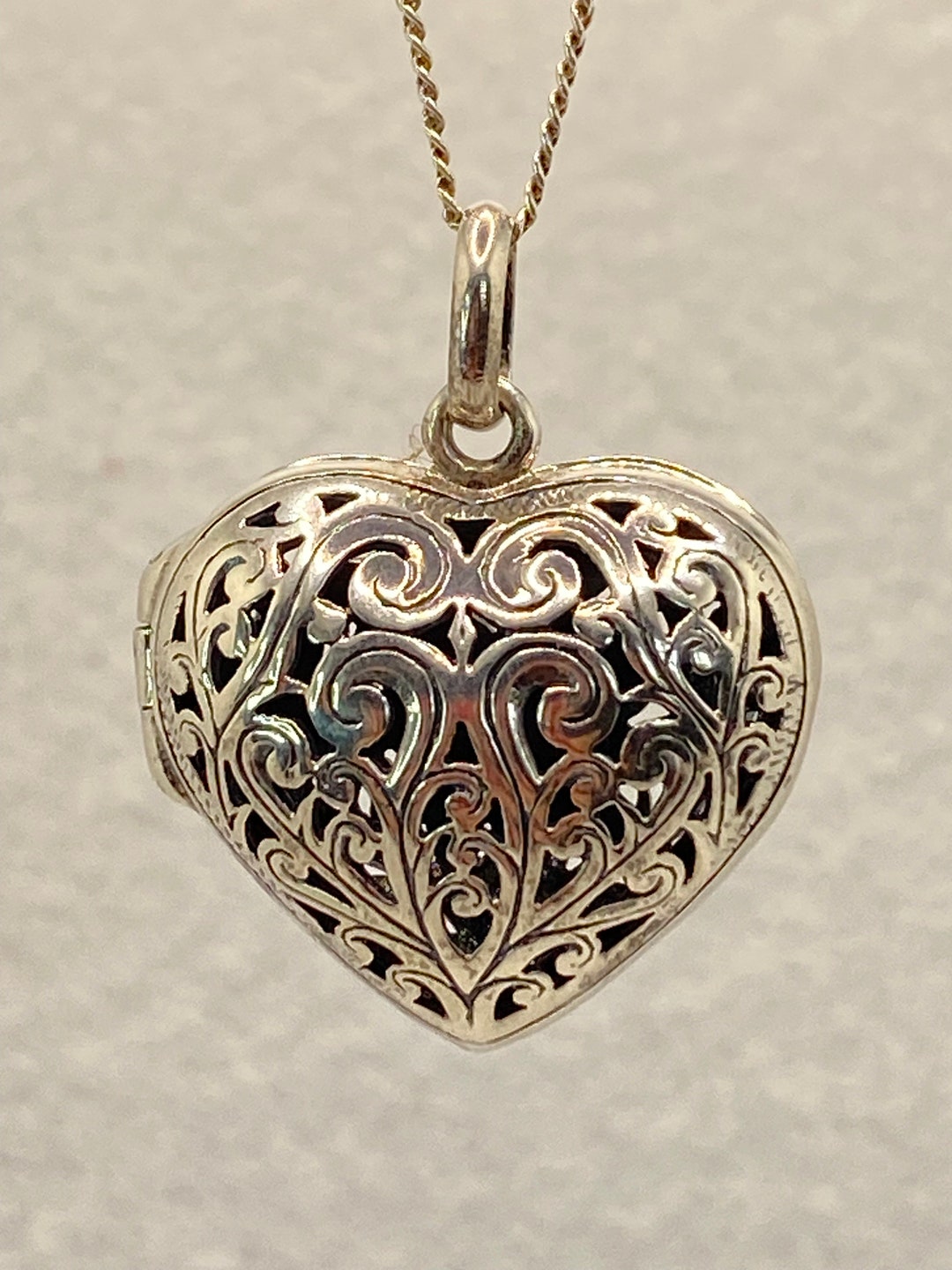 Sterling Silver Vintage Heart Photo Locket Vintage Chunky Fret - Etsy
