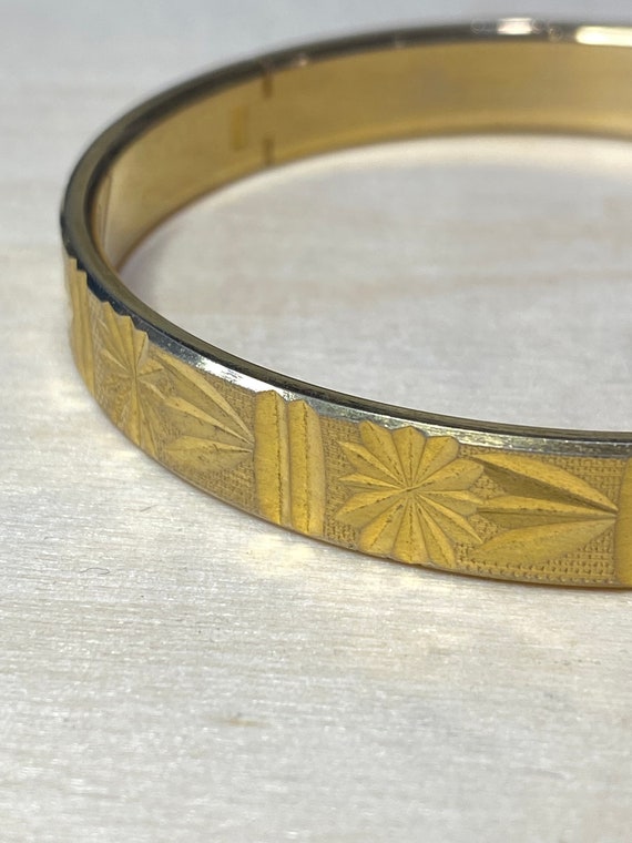 18K Rolled Gold Plated Hinged Texture Etched Diamond … - Gem