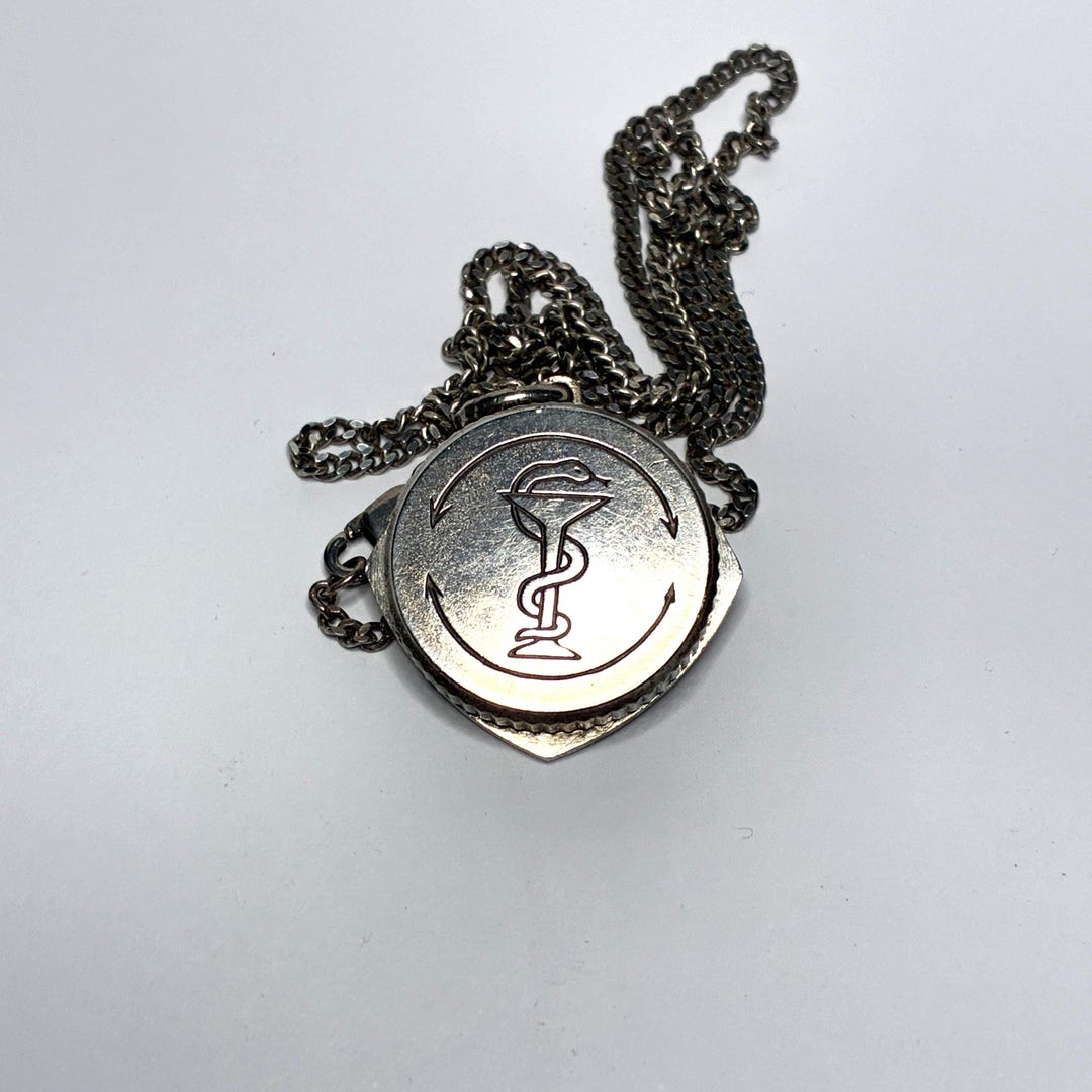 Vintage German SOS Medical Locket: Sterling Silver Capsule Pendant ...